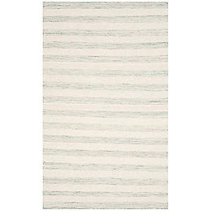 SAFAVIEH Dhurries Collection 2'6" x 10' Light Blue/Ivory DHU575G Handmade Flatweave Premium Wool Runner Rug