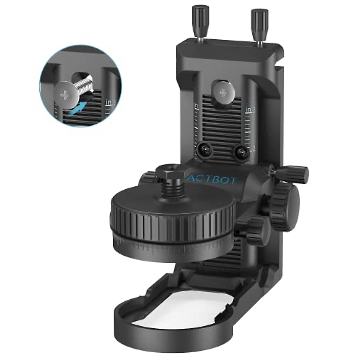 Laser Level Wall Mount Fine-tuning Bracket - ACTBOT Laser Level Line Tool Adapter 360° Magnetic Pivoting Base Tile Floor Multi-Line Point Laser L-Bracket Holder Universal 1/4" Tripod Mountable Stand
