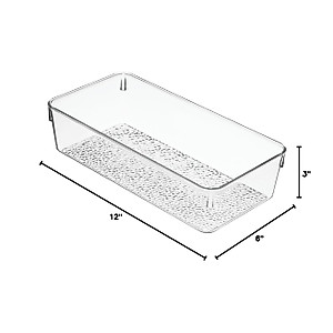 iDesign 49250 Rain BPA-Free Plastic Drawer Organizer Tray - 12" x 6" x 3", Clear