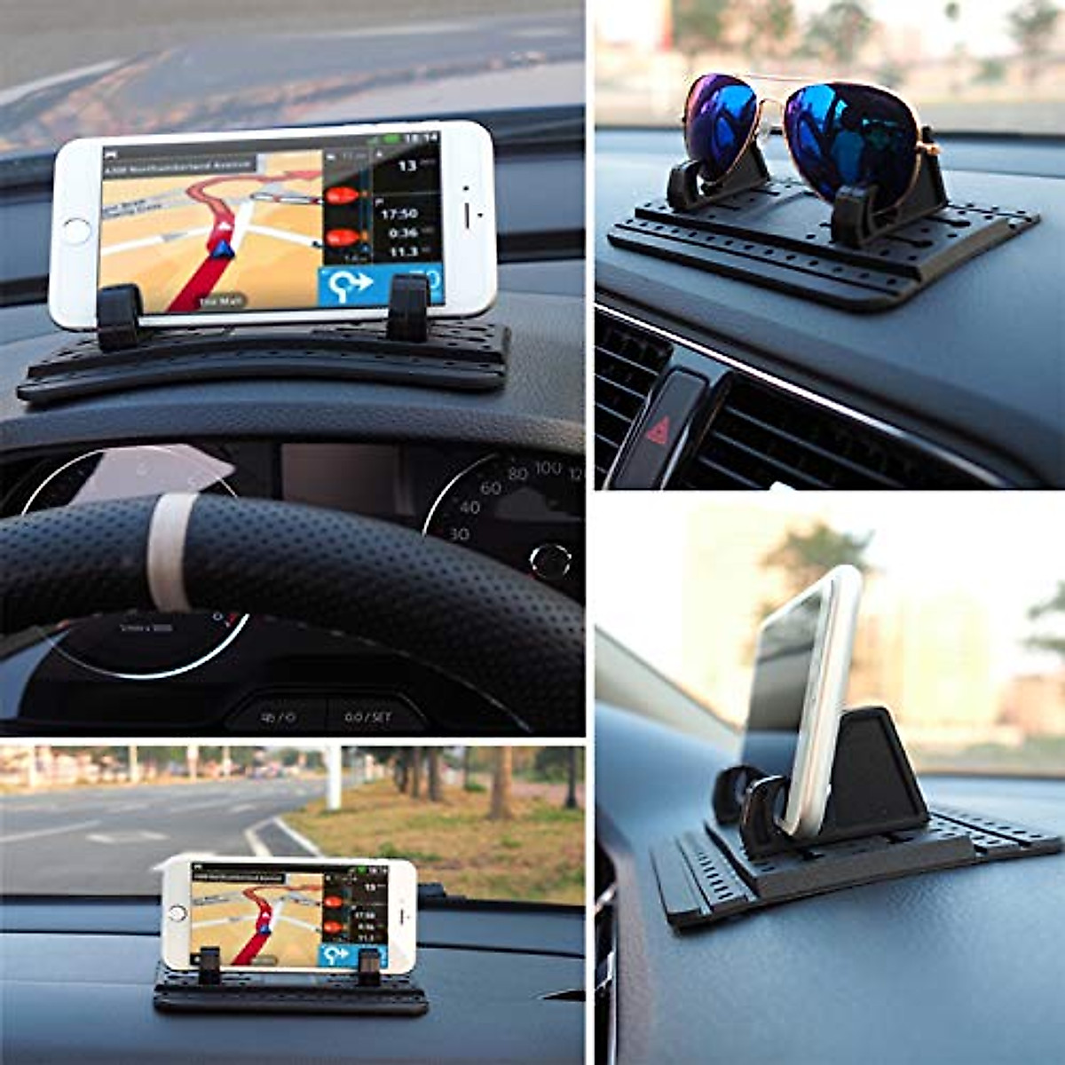 Cell Phone Holder for Car, AONKEY Dashboard Car Pad Mat Vehicle GPS Mount Universal Fit All Smartphones, Compatible iPhone Xs/XS Max XR X 6S 7/8 Plus, Galaxy Note 9/8 S8/S9/S10 Plus J7 J3, Pixel 3 XL