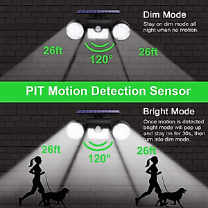 Ollivage Outdoor Solar Lights, 30 LED Solar Security Lights with Motion Sensor Dual Head Spotlights IP65 Waterproof 360° Adjustable LED Solar Motion Lights for Front Door Garage Patio Deck, 2 Pack