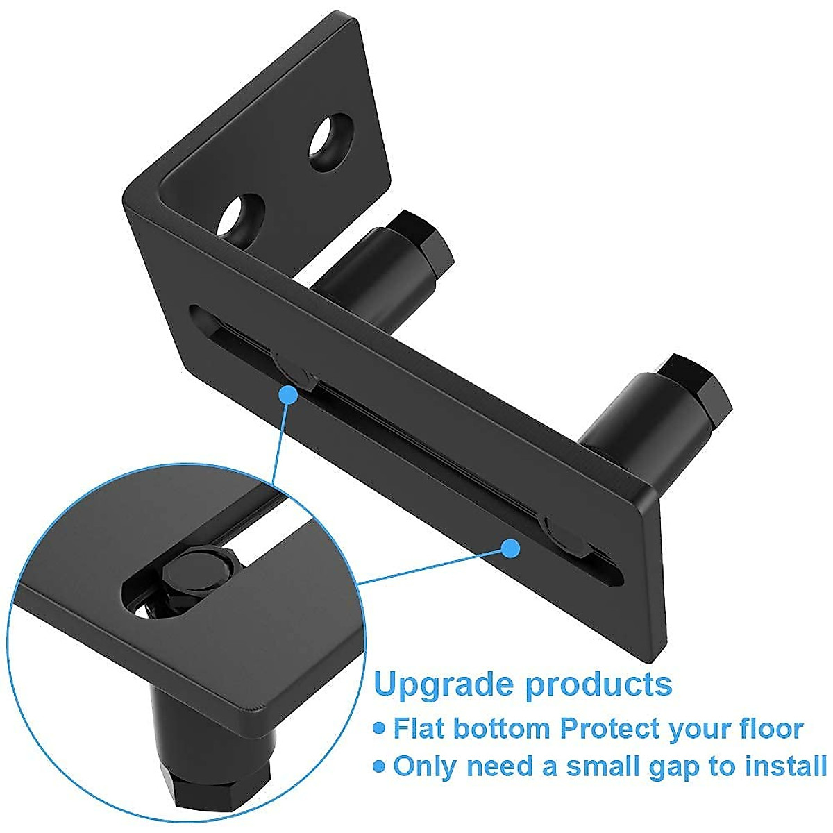 ZEKOO Barn Door Floor Guide,Flush Design Bottom Flat Floor Guide,Adjustable Wall Mount Stay Roller Black Barn Door Stopper for Pocket Closet Barn Doors