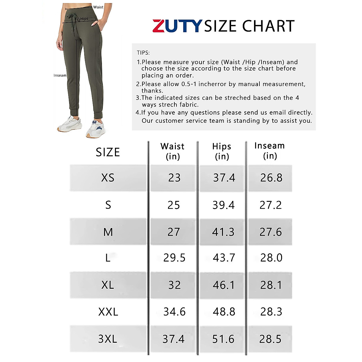ZUTY Women's High Waisted Fleece Lined Joggers Water Resistant Sweatpants Hiking Running Winter Thermal Pants with Pockets Black S