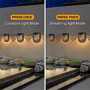 oditton Solar Fence Light, Solar Pathway Lights, Solar Light, Deck Lights, Solar Powered, Solar Wall Lights, 2 Modes, Waterproof IP65, Outdoor for Garden, Christmas Decoration, Backyard, 6 Pack