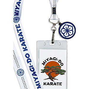 Surreal Entertainment Cobra Kai Miyagi-Do Karate Dojo Lanyard Clear ID Badge Holder, White, One Size