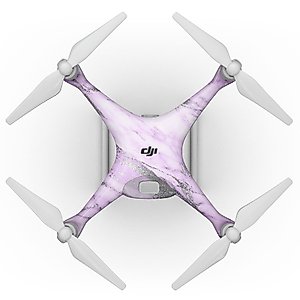 Design Skinz Design Skinz Purple Marble & Digital Silver Foil V10 Full-Body Wrap Decal Skin-Kit Compatible with The Drone DJI Phantom 3/Phantom 3 Pro