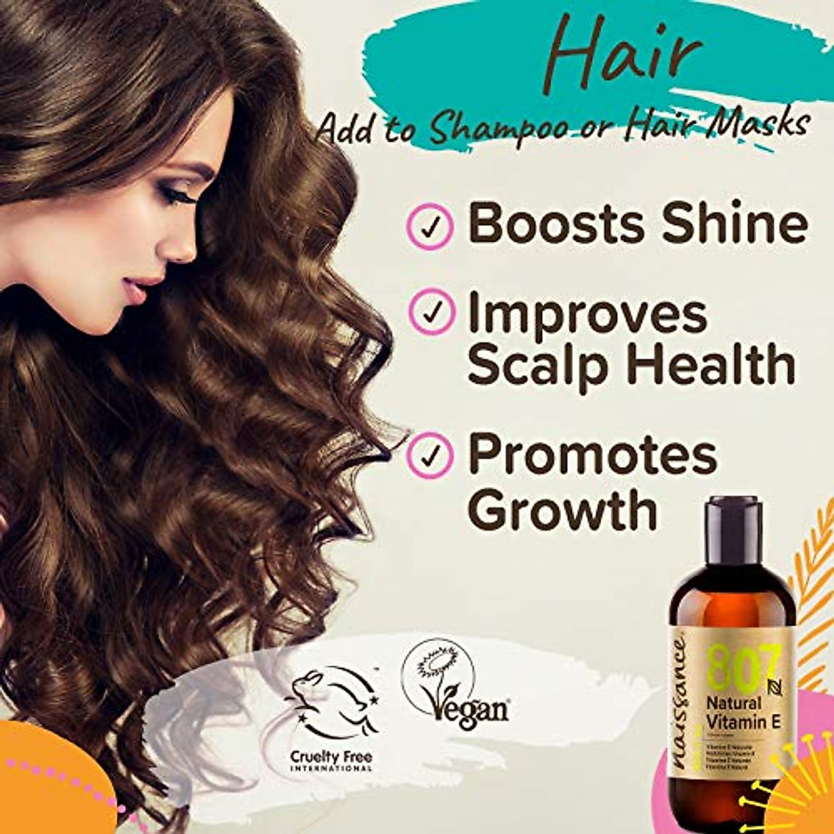 naissance Natural Vitamin E Oil 8 fl oz - Pure, Natural, Vegan, Cruelty Free, Hexane Free, Non GMO - Ideal for Aromatherapy, Skincare, Haircare, Nailcare and DIY Beauty Recipes