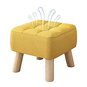 BAABJI Low Stool - Solid Living Room Stool | Wood Milking Stool Widely Use for Building Blocks Reading Books and Drawing Painting Makeup Footstool,Yellow