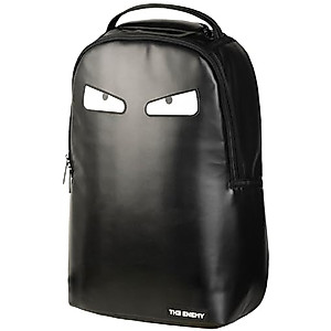 The Enemy Special Ops Backpack, Unisex Eco PU Leather Backpack with Exclusive Blackout Zippers, Black, One Size