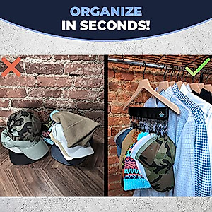 PackHatUSA The Original American Patented 18 Hat Organizer and Hat Rack for Your Closet - Transform Clothing Hangers into Hat Racks for Baseball Caps - Make Hat Storage Easy - Universal Fit Hat Holder