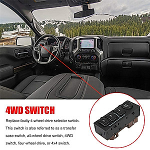 4WD Wheel Drive Switch 4x4 Transfer Case Button Compatible with 2003-2007 Cadillac Escalade Chevy Silverado Suburban Avalanche Tahoe GMC Sierra Yukon Replacement for 15136039 15164520 19259313