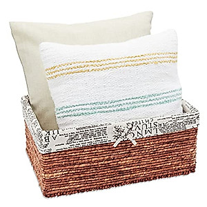 Set of 5 Brown Rectangle Woven Storage Nesting Baskets for Closet Organization, Bathroom Shelves, Pantry, Vanity, Bathroom, Laundry, Dresser, Bookshelf Organizing, Small (3 Sizes)