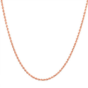Nuragold 10k Rose Gold 2.5mm Rope Chain Diamond Cut Pendant Necklace, Womens Mens Jewelry 16" 18" 20" 22" 24" 26" 28" 30"
