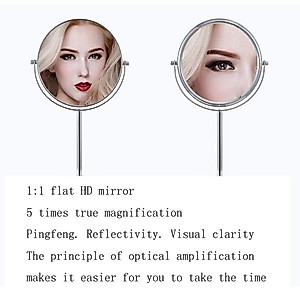 KXA Makeup Mirror Vanity Mirrors for Makeup and Shaving Silver Double Sided Zoom 1x and 5X Magnification 360˚ Rotating for Home and Travel Dressing Mirror Lighted Makeup Mirror