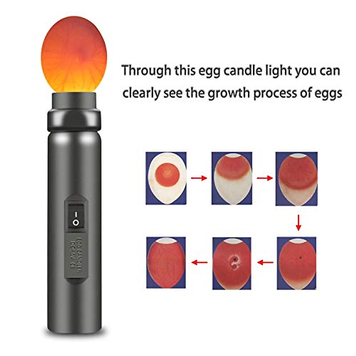 Smoostart Egg Candler, LED Light Egg Candler Tester, Chicken Flashlight Candeling Light for Eggs, Egg Incubator Light Monitor Egg Development for Chicken Bird Egg
