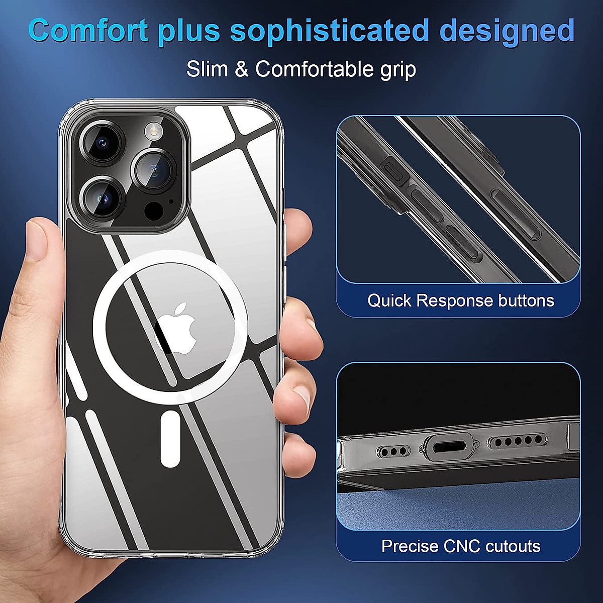 [2023 New] for iPhone 14 Pro Case with MagSafe, [Strong Magnet] [10FT Military Grade Protection] [Non-Yellowing] Magnetic Clear Slim Thin Cover for Apple 14 Pro Phone Case 6.1in (Clear-Mag Safe)