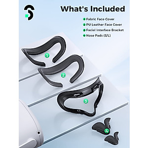 Face Pad Compatible with Oculus Quest 2,SOOMFON Face Interface Compatible with Oculus/Meta Quest 2,Face Cushion with 2 Replacement Pads Soft Face Pads Anti-light Nose Pads (L/S) Nose Guard Accessories
