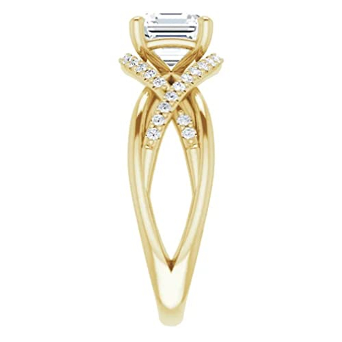 Handmade 18K Gold 1 CT Asscher Cut VVS1 Colorless Moissanite Engagement Rings for Women Bridal Set Moissanite Wedding Rings for Gifts (Yellow Gold, 8)