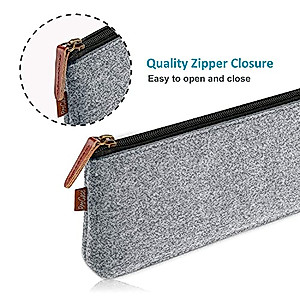 ProCase [2 Pack Black Soft PU Leather Pencil Bag Pen Case Bundle with [2 Pack] Grey Large Pencil Bag Pen Case