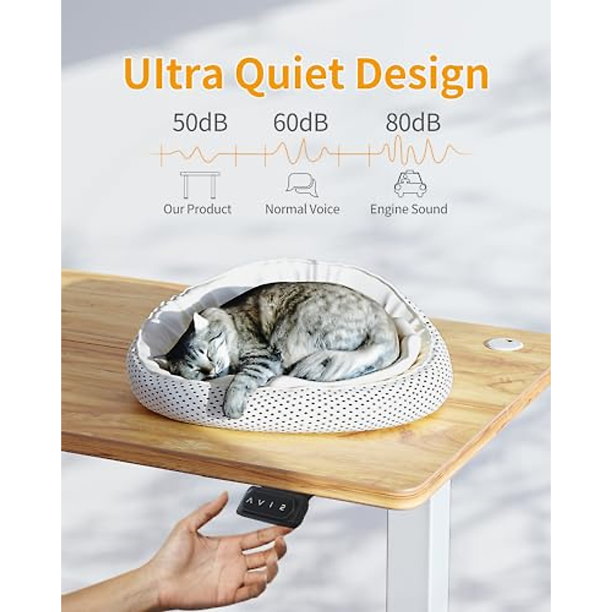 CubiCubi Electric Standing Desk, 55 x 24 Inches Height Adjustable Sit Stand Desk, Ergonomic Home Office Computer Workstation, Light Rustic Brown