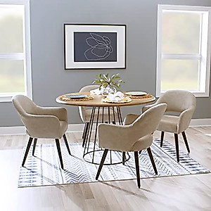 Powell 47.25" Round Wood Top with Modern Metal Base Monika Dining Table, Natural and Black