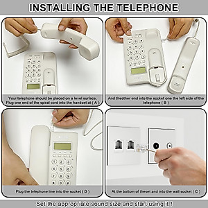 Wired Telephone, Desktop Telephone, Fixed Telephone, Caller ID Telephone, Front Desk Home Office with Call Display and Other Multi Scene Telephone Sets (White)