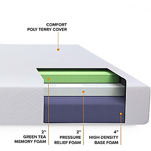 Queen Size Mattress, 10" Memory Foam Mattress with Green Tea & Cooling Gel Infused for Cool Sleep and Pressure Relief, Medium-Firm, Bed in A Box, Made in USA, CertiPUR-US Certified (Queen)