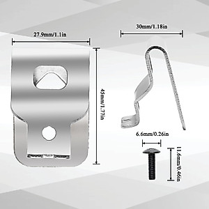 10Pcs Belt Clips For Dewalt, 304 Stainless Steel Hook Clips Drill Clips Tool Kit With Screws Belt Replacement for Dewalt N268241 Fit for 20V Power Tools DCD980 DCD980L2 DCD985L2 DCD985