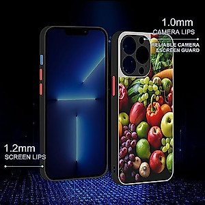 EMPYRI Fresh Fruits and Vegetables Printed Frosted Phone Case for iPhone 13 Pro Max-6.7 Inch, Shockproof Phone Cover with Wireless Fast Charging, Acrylic Back, Not Yellowing