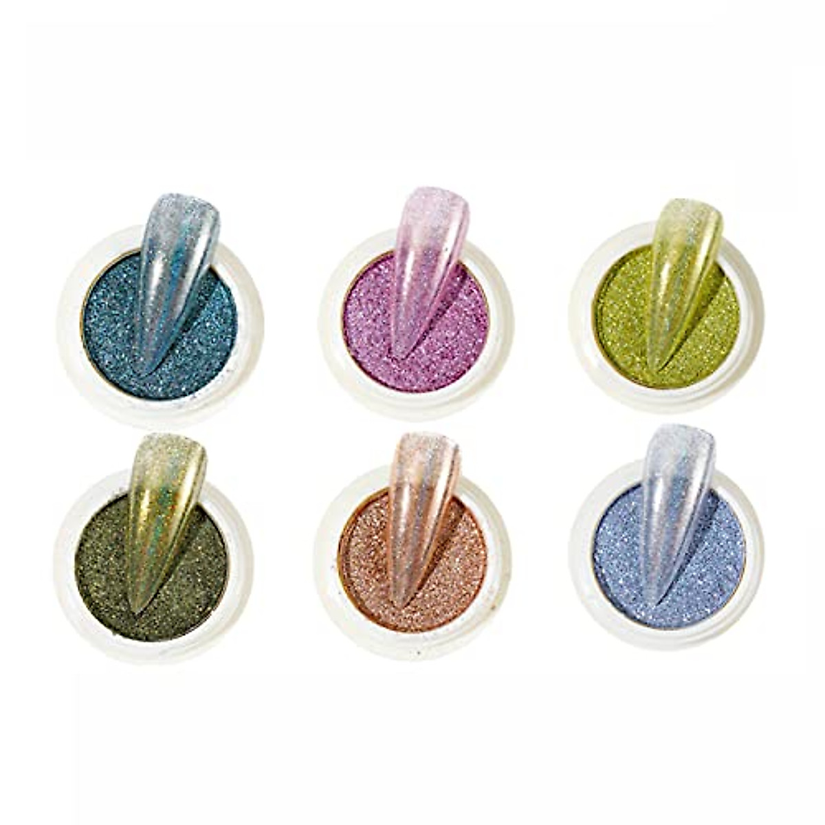 New Six Color Solid State Mirror Powder Mirror Glitter Set Fairy Titanium Nail Powder for Nail Salon Nail Dust Tip Beauty Tools Nail Tips Set