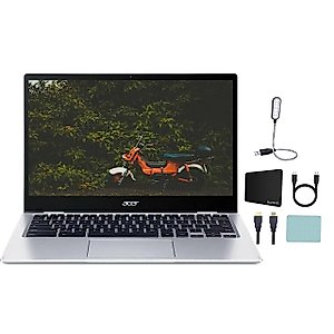 acer Spin 513 Chromebook, 13.3" FHD 2-in-1 IPS Multi-Touch Corning Gorilla Glass Display, Qualcomm Snapdragon 7c SC7180, 2.1GHz, 4GB RAM, 64GB eMMC, Chrome OS, Silver + Accessories