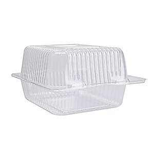 Clear Hinged Plastic Containers with Lids,50PC Square Hinged Food Individual Cake Slice Containers Disposable Plastic Clamshell Takeout Tray for Salads,Sandwiches 5.3x4.7x2.8 Inch