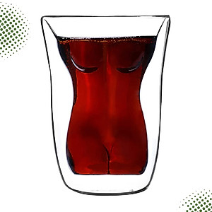 ULTNICE Glass Tumblers Women Body Shaped Shot Glass Double Layer Heat Resistance Glass Whiskey Cup Coffee Tea Mug for Vodka Whiskey Champagne Wine Beer Party Martini Tumbler