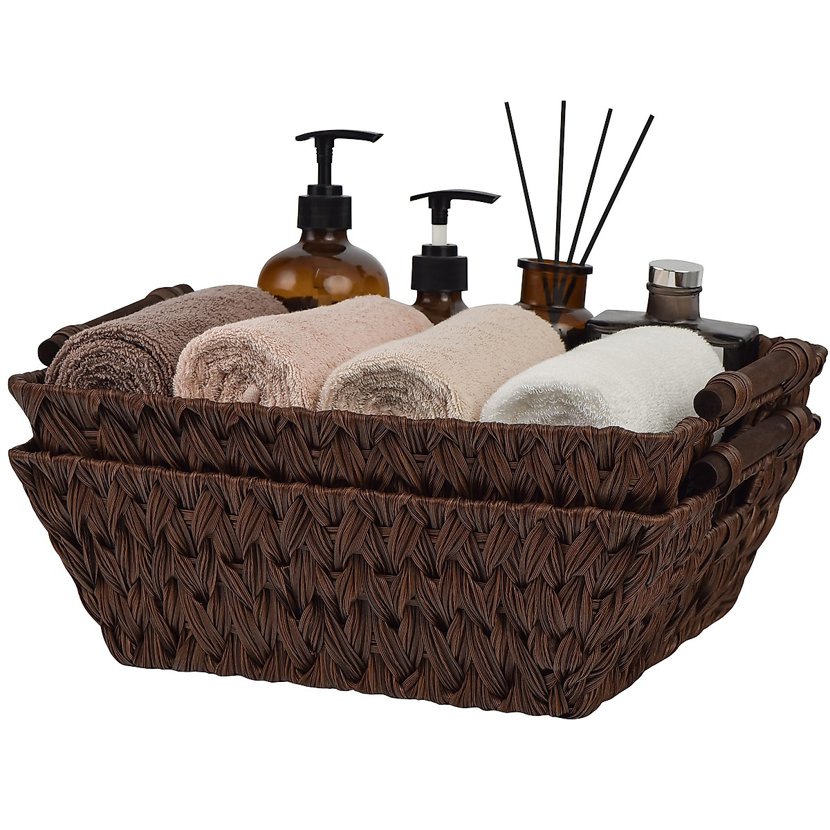 GRANNY SAYS Bundle of 2-Pack Wicker Baskets & 3-Pack Wicker Storage Baskets