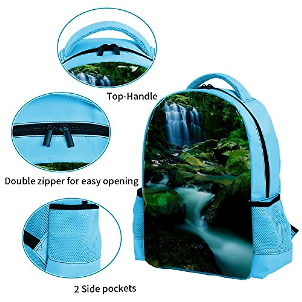 VBFOFBV Unisex Adult Backpack with for Travel Work, Rainforest Waterfall Landscape