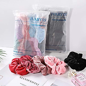 IVARYSS Scrunchies for Women, 12 Pcs Neutral Velvet Scrunchies for Hair, Classic Elastic Thick Scrunchy Hair Bands Ties, Soft Ropes Ponytail Holder Hair Accessories