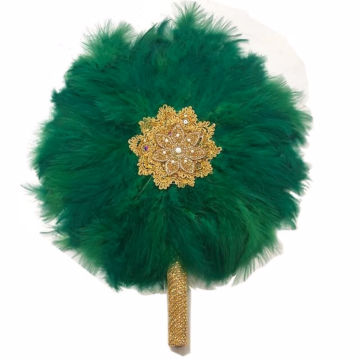 1pcs One-Side African Turkey Feather Hand Fan for Bridal Wedding Handmade Nigerian Eventaille Marriage Hand Fan - One Sided Hand Fan