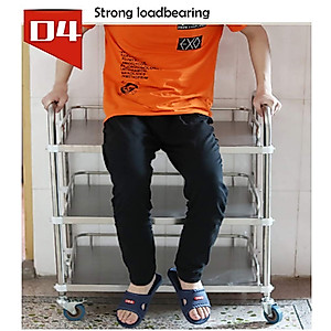 INDYAH Movable Trolleys, Kitchen Storage Hand Trucks, 2 Tier Stainless Steel Beauty Salon Rolling Trolley,Hospital/Dental Clinic Cart,Universal Brake Wheel/a/S-60X40X86Cm