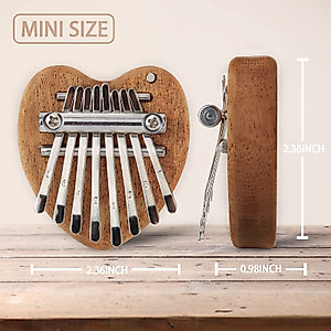 Mini Kalimba Thumb Piano 8 Keys,Portable Solid Wood Mbira Finger Piano for Kids and Adults,Pocket Musical Gifts for Beginners w/Chain