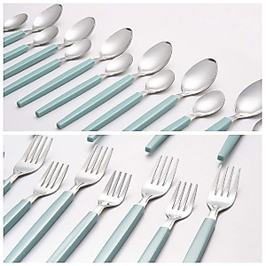 Cutiset 40 piece Stainless Steel Kitchen Flatware set with organizer, Camping Silverware set with color handles set of 8