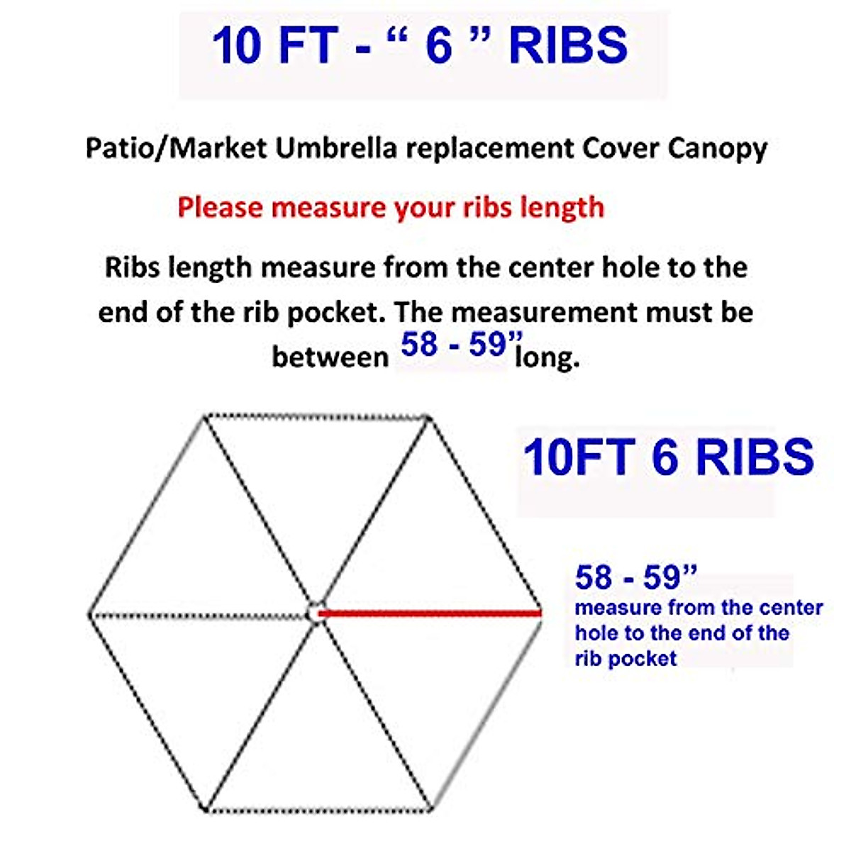 BELLRINO DECOR 10ft 6 ribs Replacement PEACOCK BLUE STRONG AND THICK Umbrella Canopy (Canopy Only) PEACOCK-106