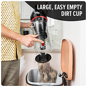 Dirt Devil Multi-Surface Extended Reach+ Bagless Upright Vacuum Cleaner Machine, for Carpet and Hard Floor, Height Adjustment, Powerful Suction with Versatile Tools, Lightweight, UD76300V, Red