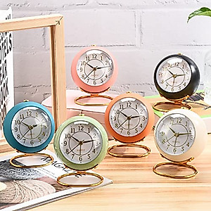 Tetino Analog Alarm Clocks,Retro Backlight Cute Simple Design Small Desk Clock with Night Light,Silent Non-Ticking,Battery Powered,for Kids,Bedroom,Travel,Kitchen,Bedside Desktop.(Green)