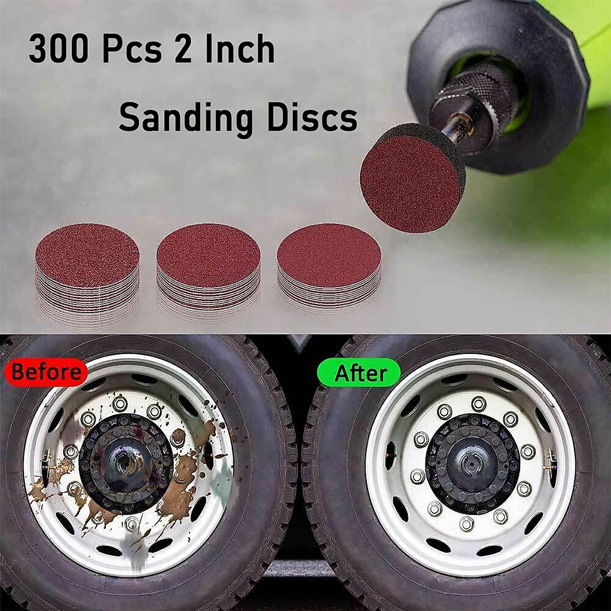 300 Pcs 2 Inch Sanding Discs Pads, Hook and Loop Pads Kit for Drill Grinder Rotary Tools with 1/4" Shank Backing Pad and 2pcs Foam Buffering Pad 80 120 180 240 400 600 800 1000 2000 3000 Grits