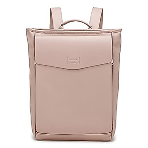 Kah&Kee Feaux Leather Backpack Purse for Women Casual Travel Daypack with Laptop Compartment 13 Inch (Tan Pink)