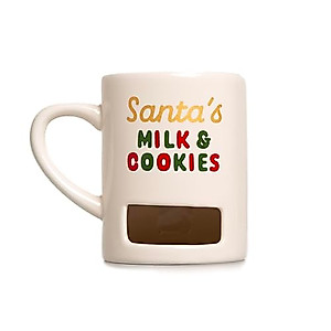 Pearhead Santa's Milk & Cookies Christmas Mug, Holiday Novelty Coffee Mug with Slot for Cookies, Holiday Home Décor, Microwave And Dishwasher Safe, Santa’s Milk & Cookies Mug, 9 Oz