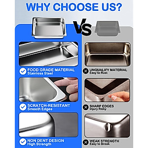 WantJoin Full Size Steam Table Pans,6-Pack 6 Inch Deep Restaurant Steam Table Pans Commercial, Hotel Pan Made of 201 Gauge Stainless Steel