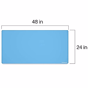 Tez Cables Gaming Oversized Extended Extra Large Blue Mousepad, 3XL (48" x 24" x 0.12"), Waterproof Non RGB Computer Gaming Pad with Anti Slip Rubber Base