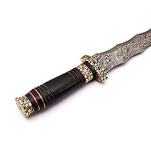 Skokie Knives Custom Hand Made Damascus Steel Hunting Dagger Knife Handle Bull Horn