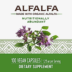 Nature's Way Premium Formula Organic Alfalfa Young Harvest 1215 mg per serving 100 Vcaps